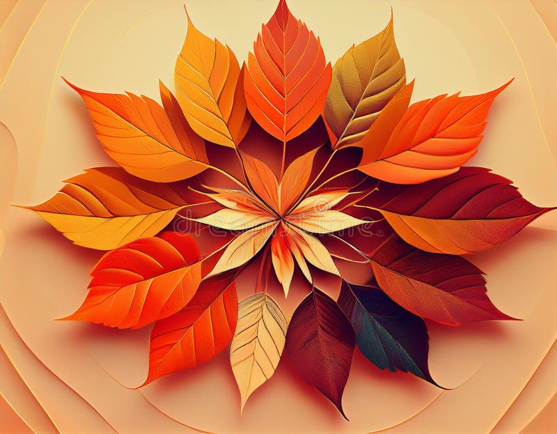 Abstract Spiral Pattern of Autumn Leaves Each Layer Showcasing a ...