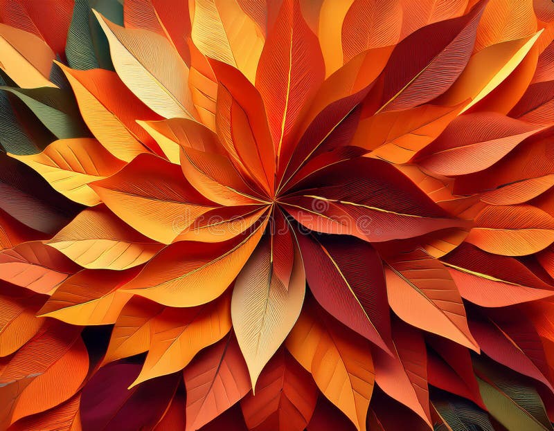Abstract Spiral Pattern of Autumn Leaves Each Layer Showcasing a ...