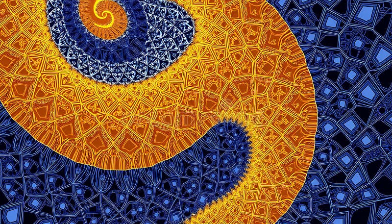 Abstract Spiral Pattern in Blue and Gold, Artistic Swirl Design and ...