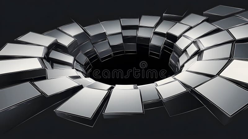 Abstract Spiral Pattern of Reflective Blocks Stock Illustration ...