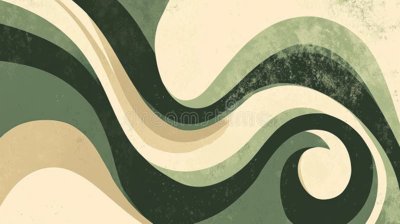 An Abstract Spiral Pattern in Shades of Green and Cream Creates a ...