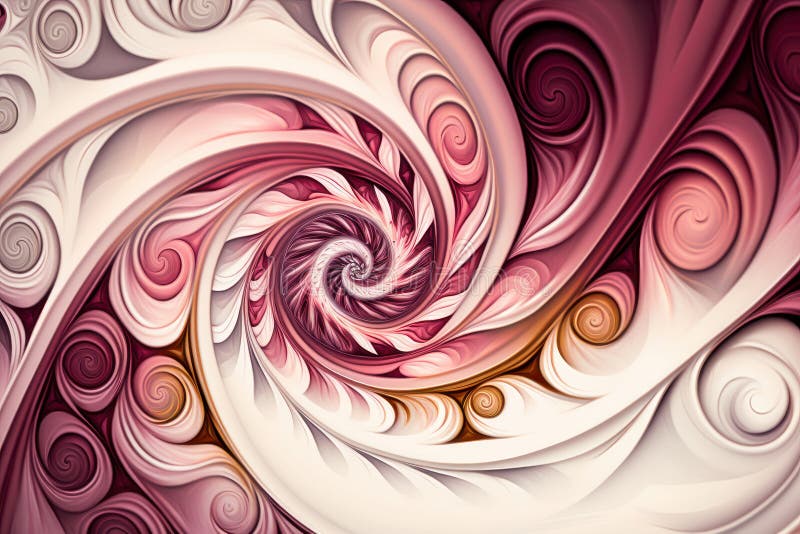 Abstract Spiral Pattern in Shades of Pink, White, and Gold. Stock ...