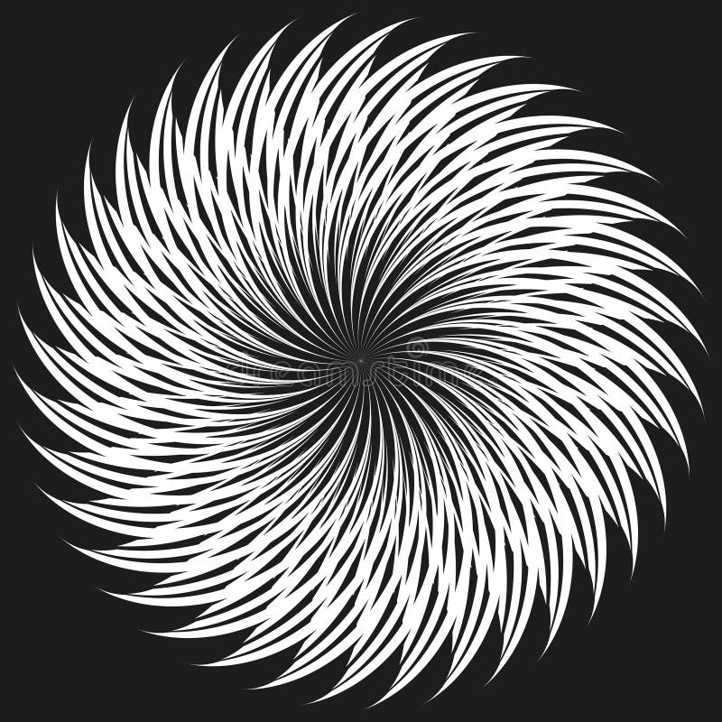 Abstract Spiral Pattern. Sharp White Spikes. Rotating Radial Design ...