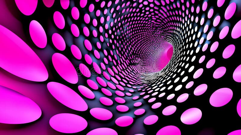 Abstract Spiral with Pink and Purple Dots on Black Background Stock ...