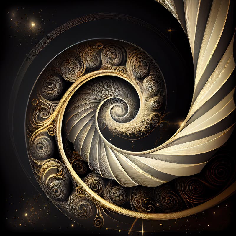 Abstract Spiral Shape Shining with Golden Light. Stock Illustration ...