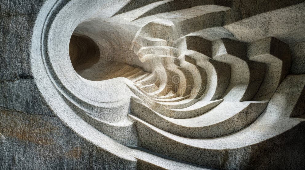 Abstract Spiral Staircase Architecture, Brown and White Stone Texture ...