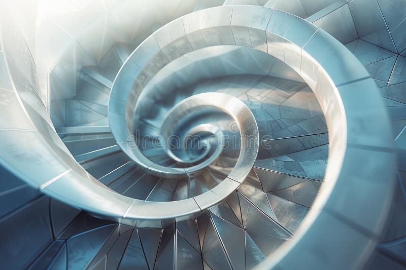 An Abstract Spiral Staircase Made of Metal, High Quality, High ...