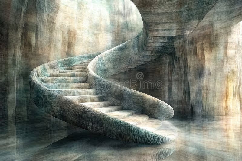 Abstract Spiral Staircase Modern Architectural Design Soft Lighting ...