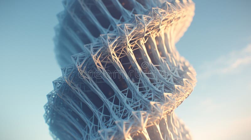 Abstract Spiral Structure with a Geometric Pattern, Rendered in 3D ...