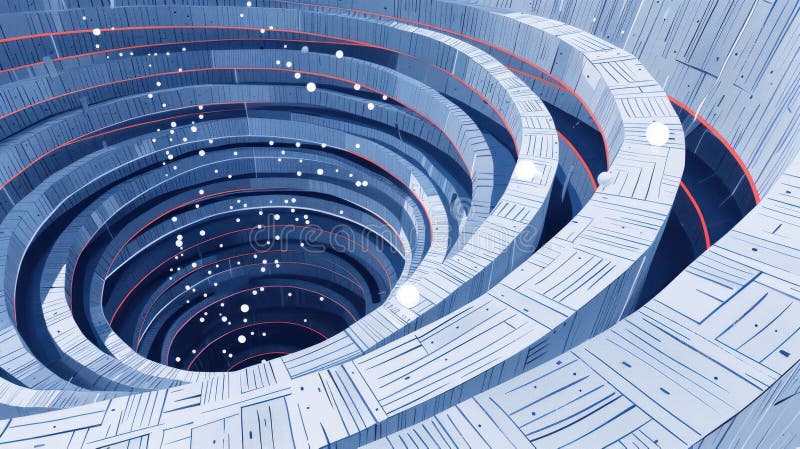 Abstract Spiral Structure with Layered Design and Floating Particles ...