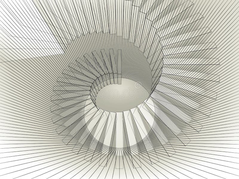 Abstract Spiral Structure Perspective with Wire-frame Mesh Stock ...