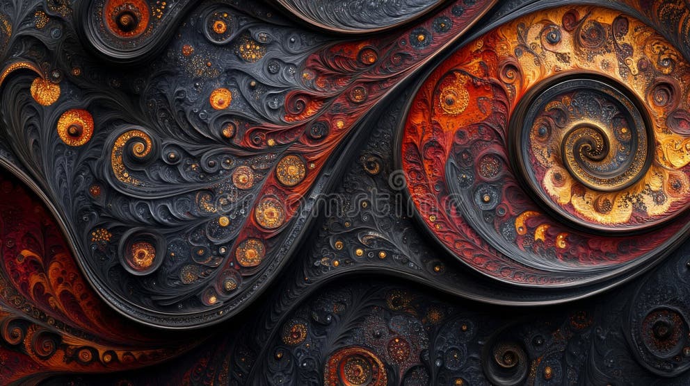 Abstract Spiral Texture Art with Gold and Black Stock Illustration ...