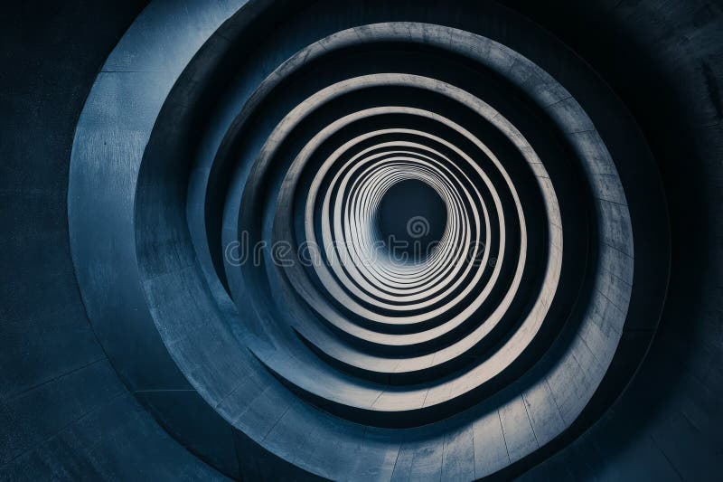 Abstract Spiral Tunnel with Concentric Circles in Modern Architectural ...