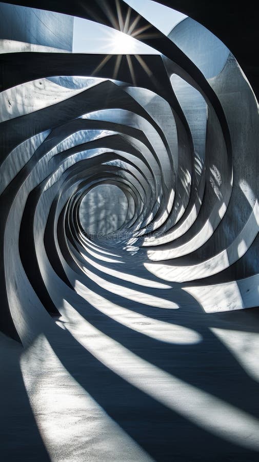 Abstract Spiral Tunnel with Sunlight Casting Dynamic Shadow Stock Illustration - Illustration of ...