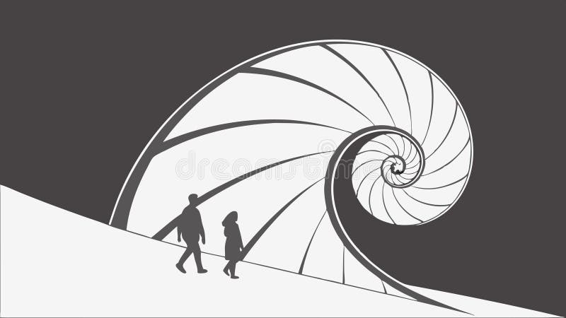 Abstract Spiral Wave with Figures, Journey and Motion Concept Vector ...