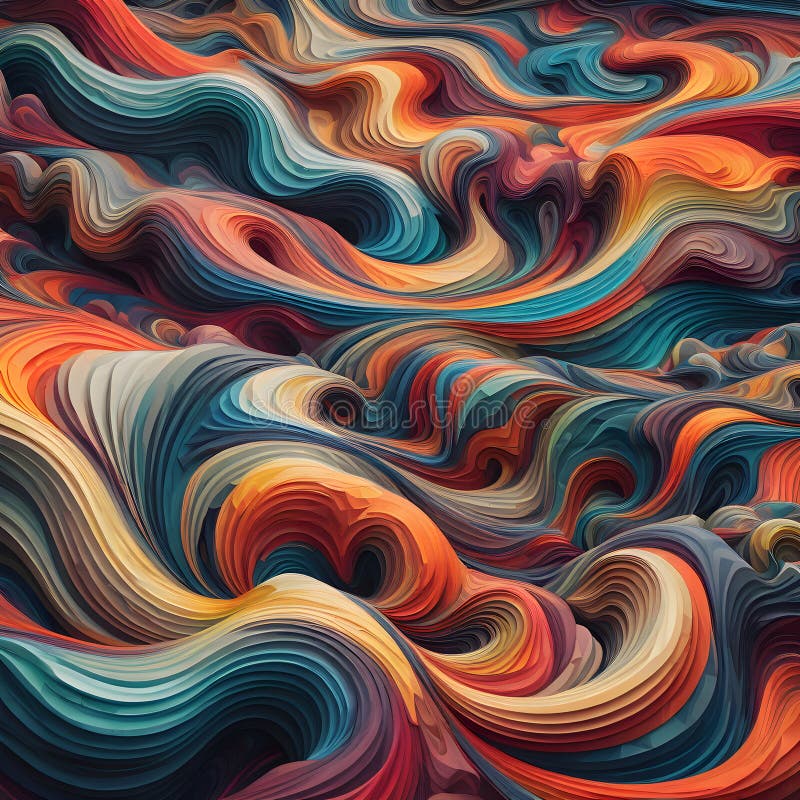 Abstract Spiral Waves Formed of Muted Colored Triangles in Blue Orange ...