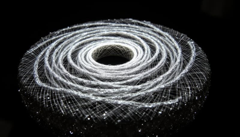 Abstract Spiral, White Thread on Black Background Minimalist Design and ...