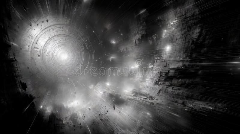 Abstract Spiritual Artwork in Black and White Featuring Cosmic Particle ...