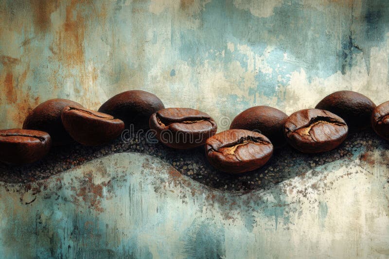 Abstract Spirograph Art with Coffee Beans on Textured Background Stock ...