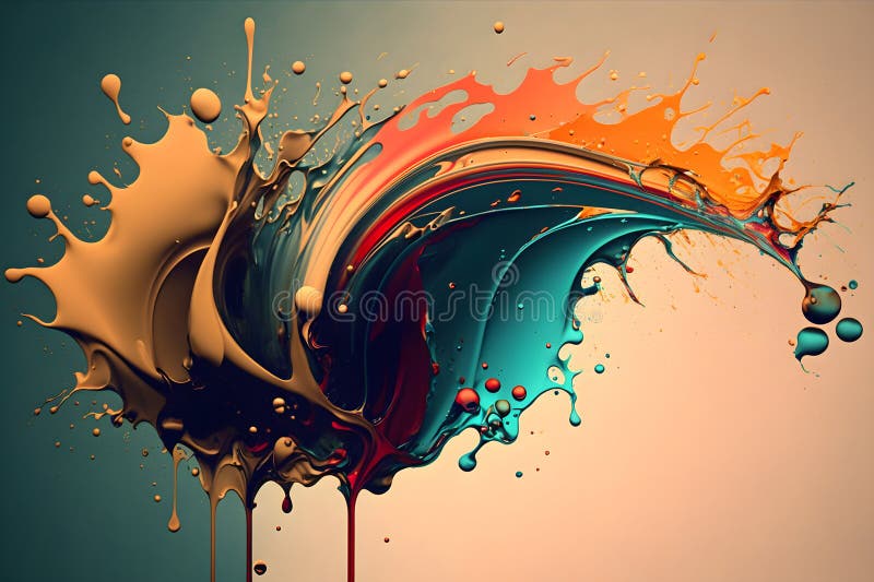 Abstract Splash Background in Vintage Colors in Fluid Art Style ...