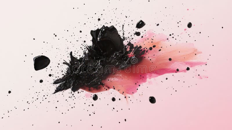 Abstract Black and Pink Ink Splash: Artistic Texture Stock Illustration ...