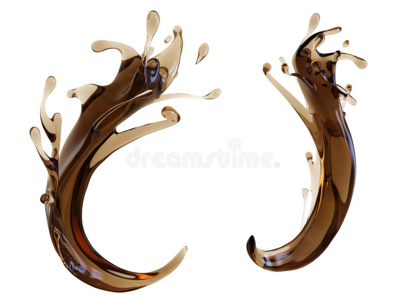 Abstract Splash of Brown Liquid Isolated on White Background. Stock ...