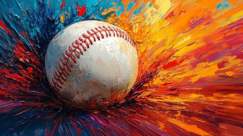Abstract Splash of Colorful Baseball - Generative Ai Stock Illustration ...