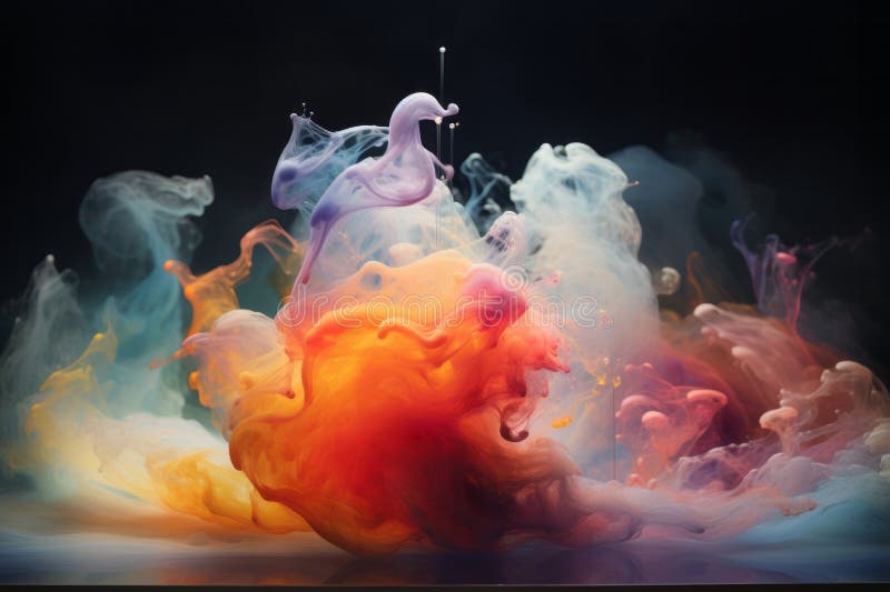 Abstract Splash of Colorful Liquid. Work of Art Made of Strange Shape ...