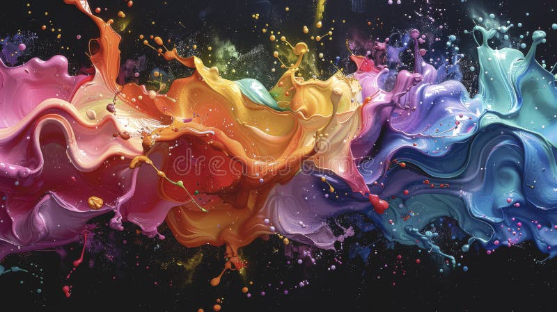 Abstract Splash of Colors on a Black Background. Stock Image - Image of ...