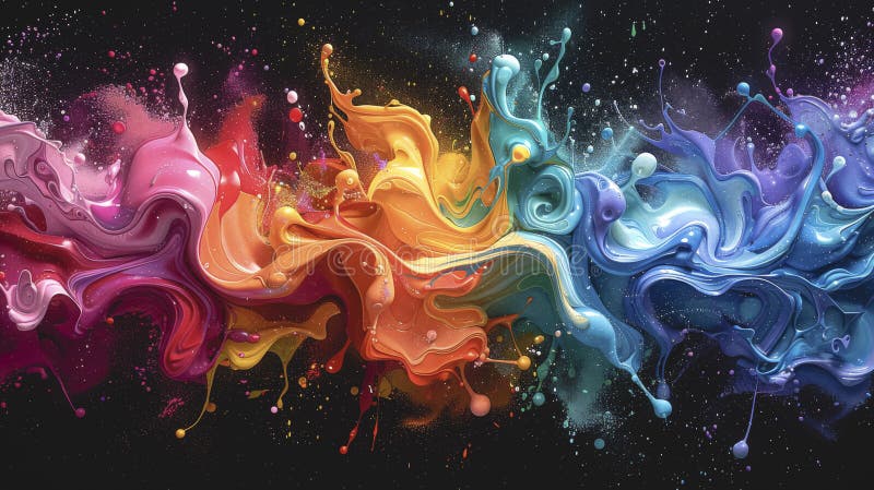 Abstract Splash of Colors on a Black Background. Stock Image - Image of ...