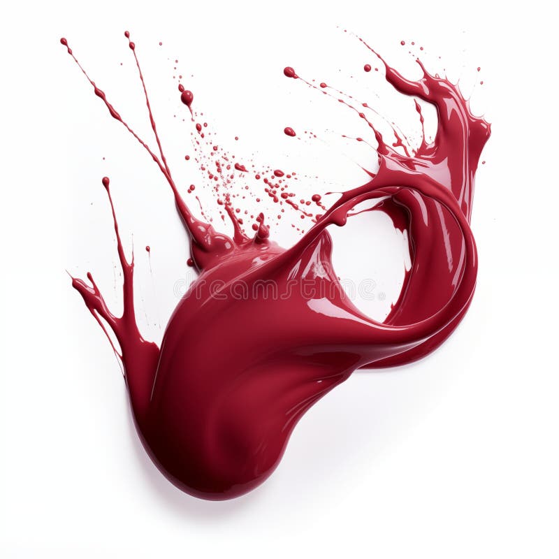 Abstract Splash of Deep Red Paint Creating Dynamic Shapes Against a ...