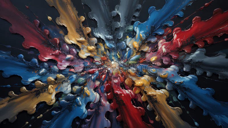 Abstract Splash Explosion of Colorful Liquid Shapes in Dynamic Artistic ...