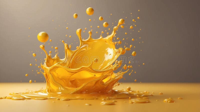 A Splash of Red Liquid with a Reflection on a Gray Surface. Stock Photo ...