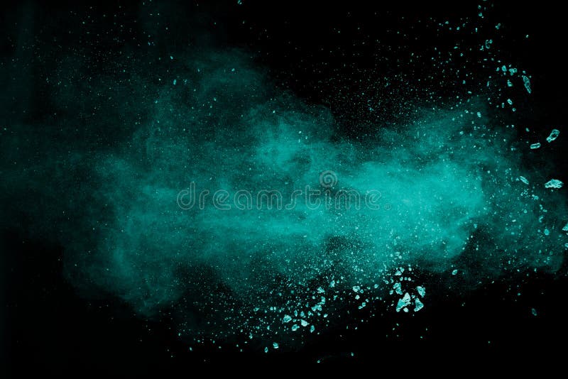 Abstract Splash of Green Colored Powder on Black Background.Green ...