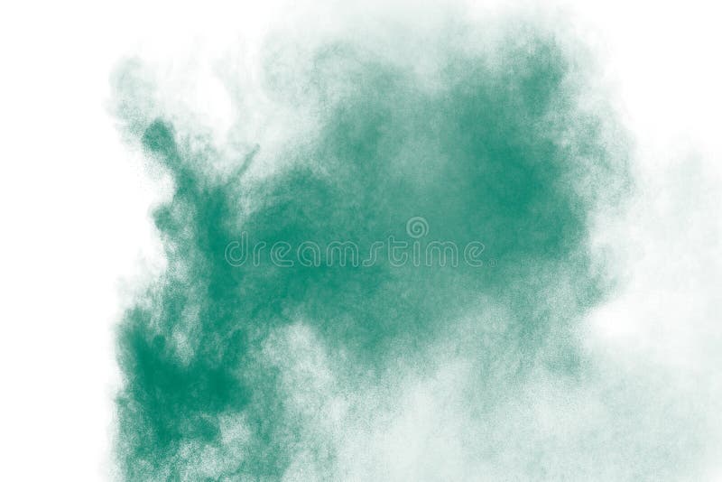 Abstract Splash of Green Colored Powder on White Background.Green ...
