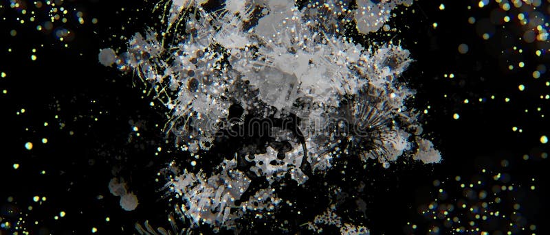 Abstract Splash Grey with Glitch Effect on Black Background. Glitched ...