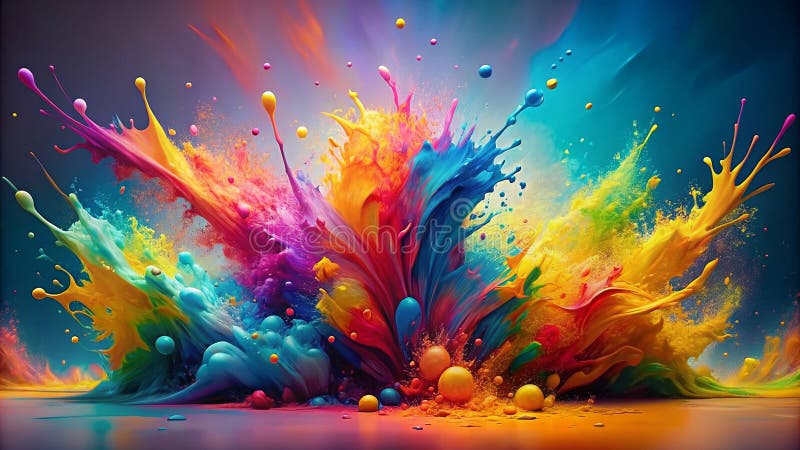 Abstract Splash Painting with Vivid Colors AI-Generated Content Stock ...