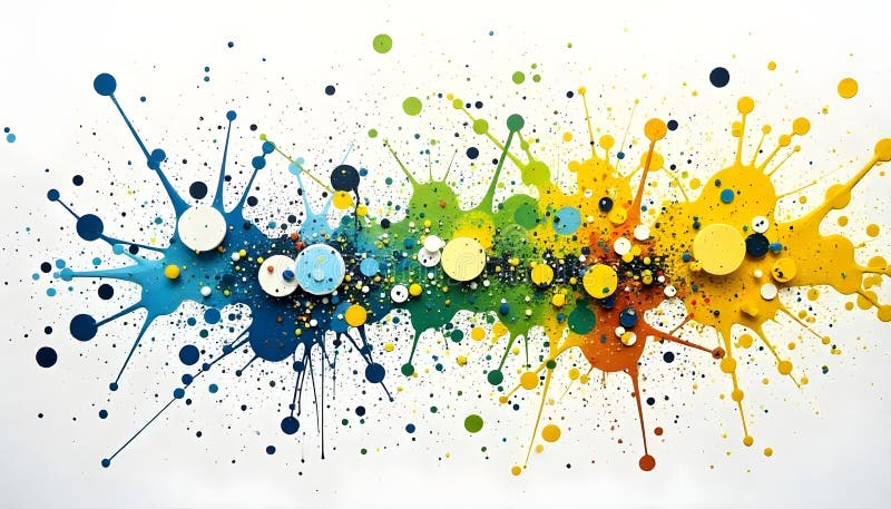 Energetic Yellow Scattered Paint Splashes Vibrant Abstract Artistic ...