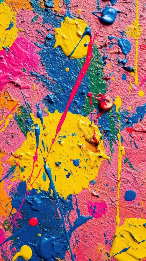 Abstract Splashes of Color, a Visual Symphony in Pink, Yellow, and Blue ...