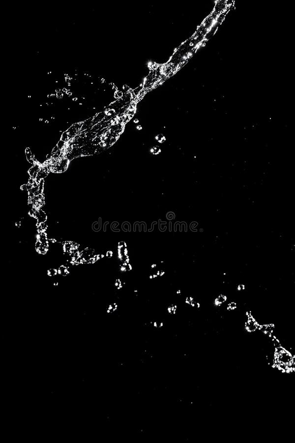Abstract Splashes and Drops of Water on Black Background. Stock Image ...