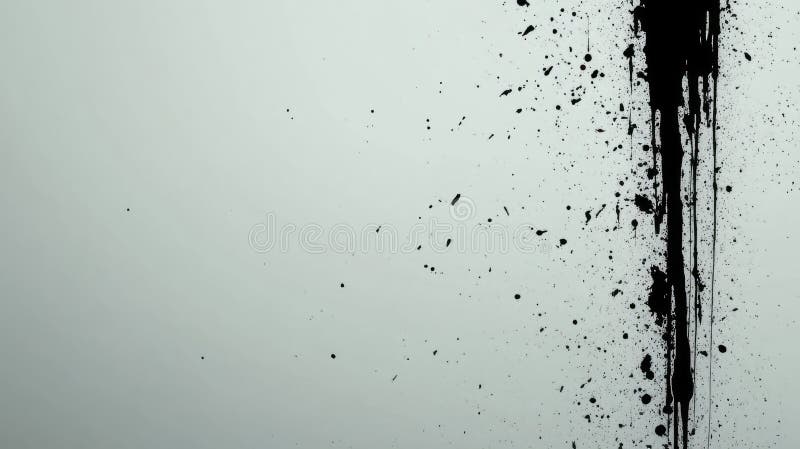 Abstract Splatter of Black Paint Against a Light Background, Creating a ...