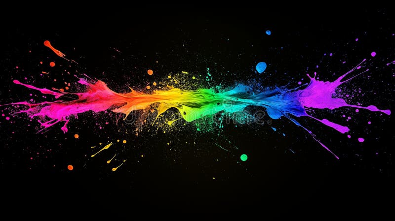 Abstract Splatter of Bright Neon Paint on a Dark Matte Background Stock ...