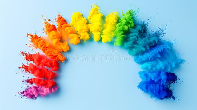 Abstract Splatter of Colored Dust Powder Isolated on Blue Wall Stock ...