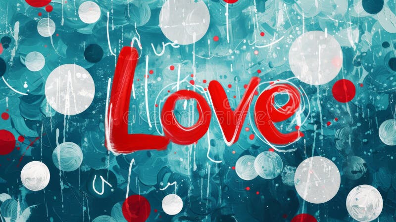 Abstract Splatter Design with Love Typography and Paint Effects Stock ...