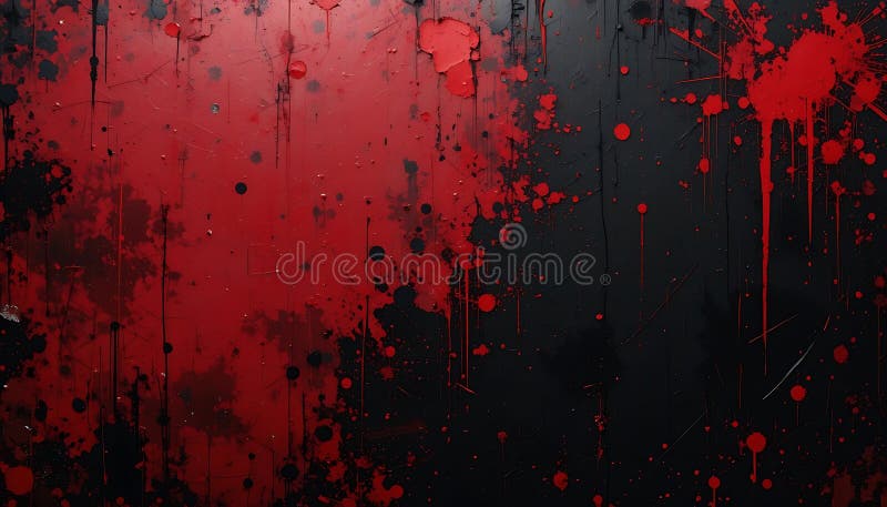 Abstract Splatter Painting of Red and Black Colors with Texture Stock ...