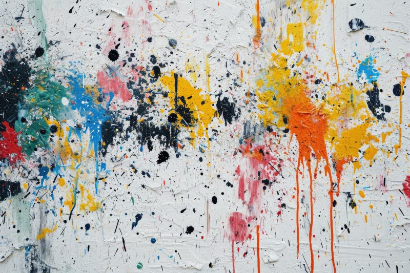 Abstract Splatter Painting on White Background Stock Photo - Image of ...