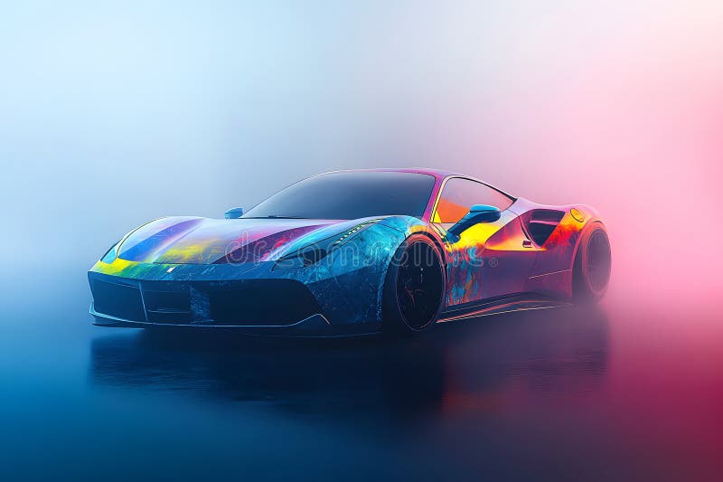 Abstract Sport Car, Colorful Paint Splatter Design Stock Illustration ...