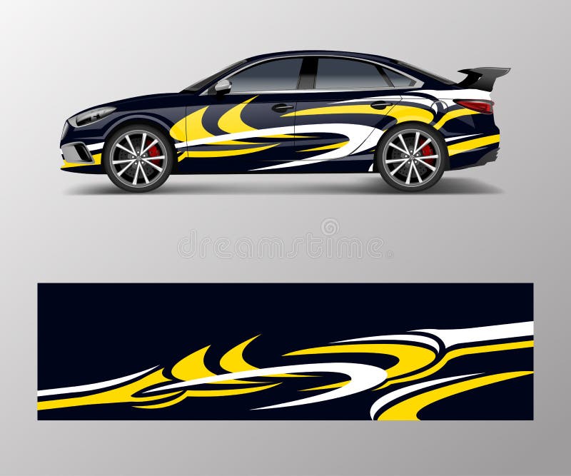 Racing Car Wrap with Abstract Stripe Shapes for Company. Sport Car ...