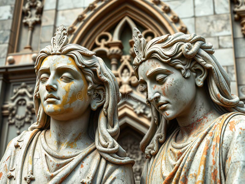 Abstract SprayPainted Textures on Historic Basilica Statues a Dramatic ...