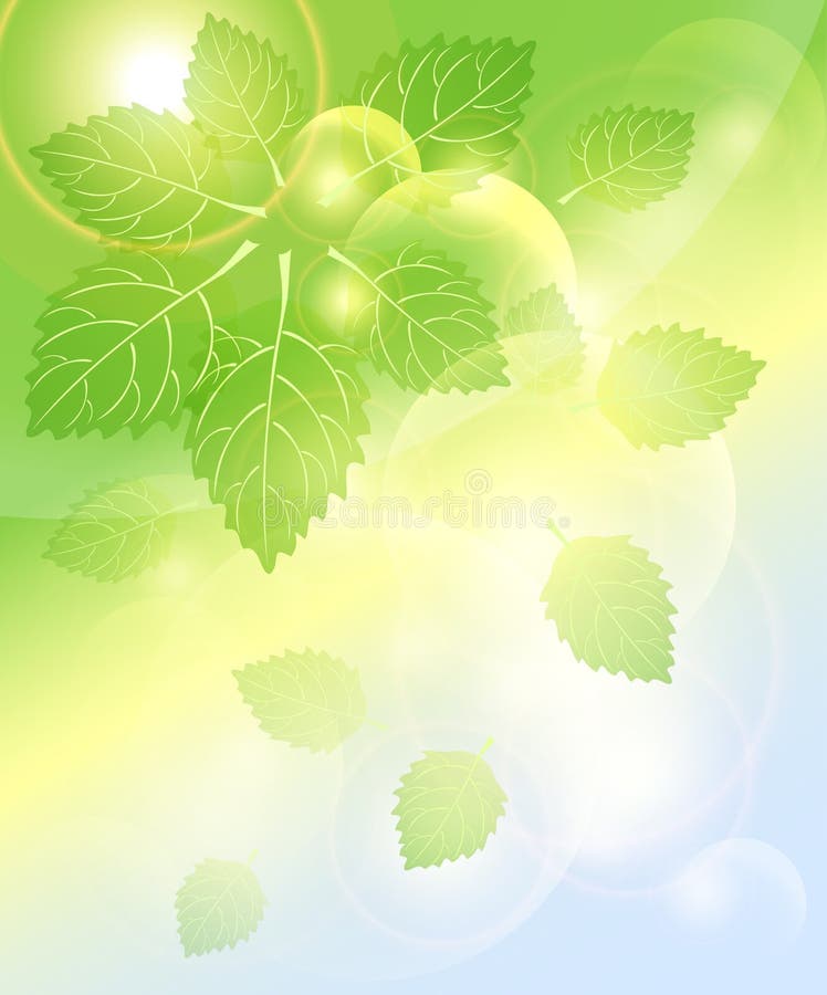 Abstract Spring Background with Leaves Bubbles and Stock Vector ...
